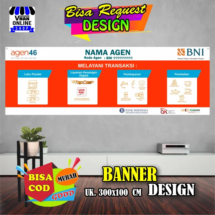 Spanduk Banner Agen BNI, Agen Bank Bagus Murah Simple | Lazada Indonesia