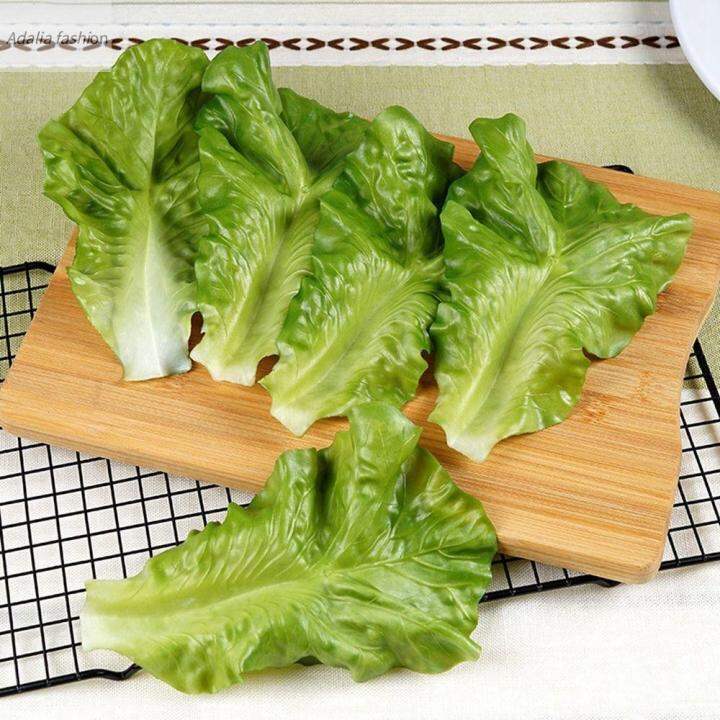 ADALIA Green PU Lifelike Kitchen Decor Artificial DIY Kids Toy Vegetable Model Lettuce Adornment ...