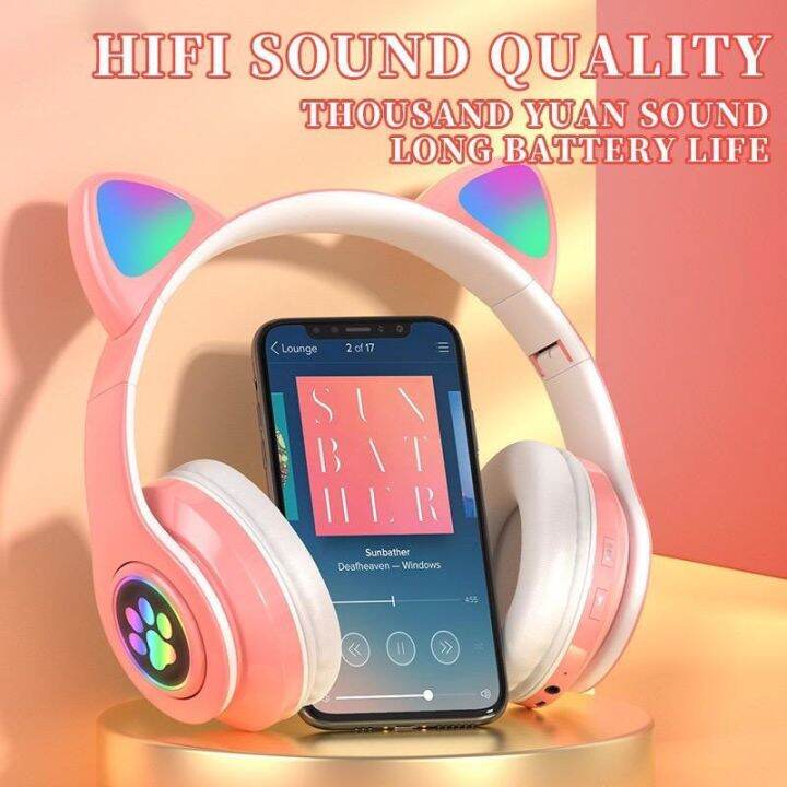 Headphone CXT-B39 LED Light Cat Ear Automatic Noise Reduction Wireless ...