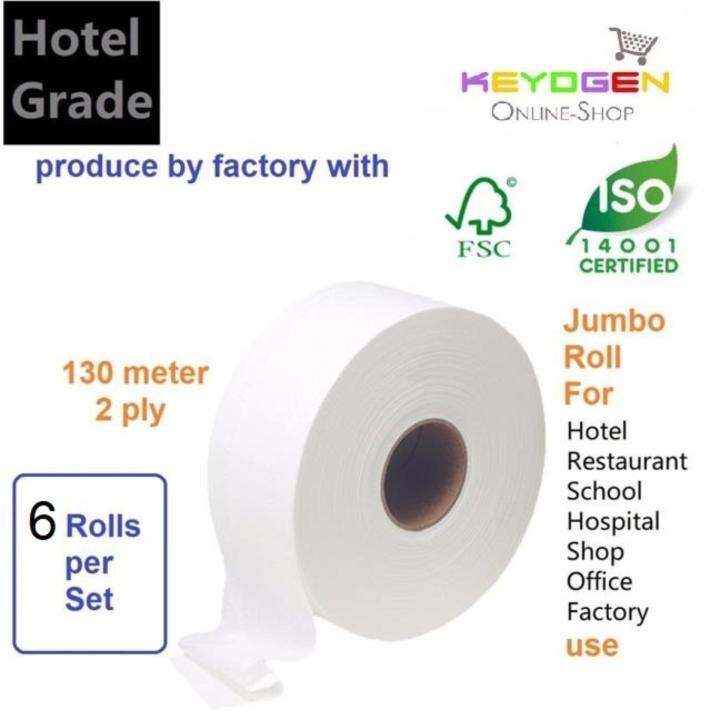 Keyogen 6 rolls 100% Virgin Pulp Jumbo Roll Tissue toilet paper ...