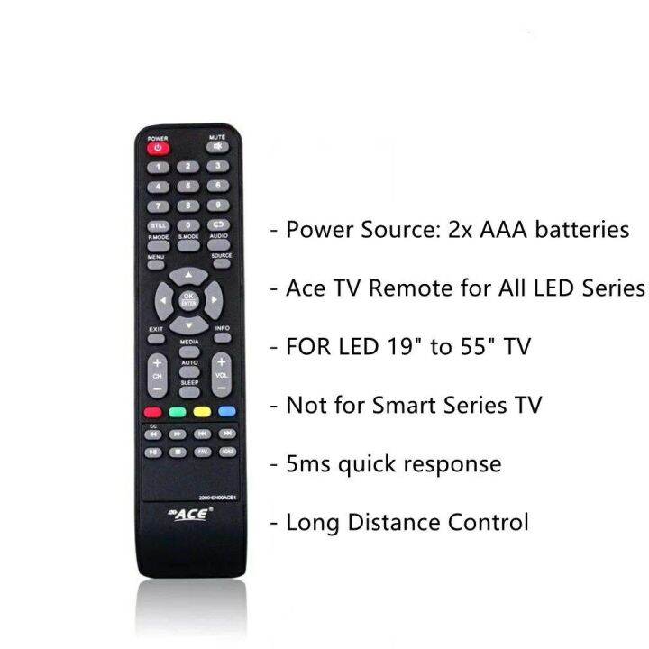 ACE BASIC LED-808 LED TV Series Remote Controls - Non Smart TV Code ...