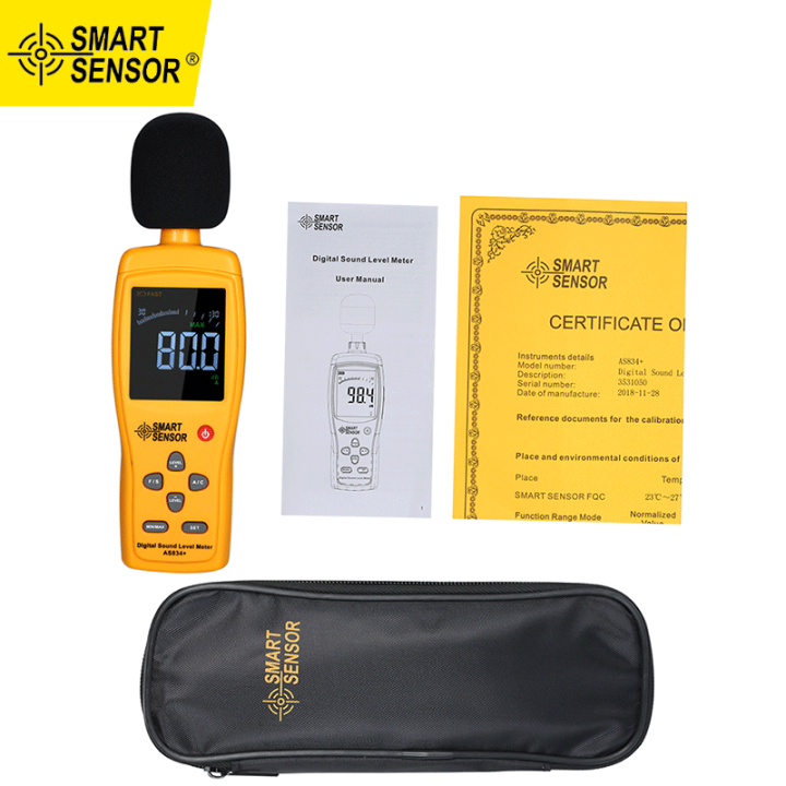 SMART SENSOR AS834+ Digital Sound Level Meter Digital Noisemeter LCD ...