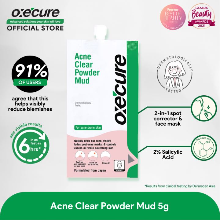 OXECURE ACNE CLEAR POWDER MUD 5g/50g [Pimples, blackheads, whiteheads ...