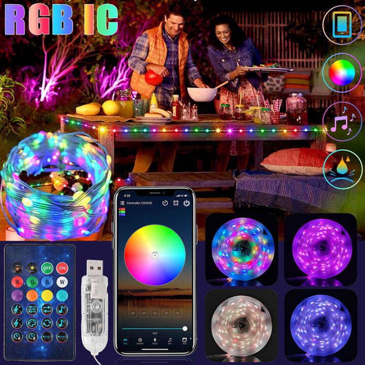 RGBIC LED String Lights Smart Control Waterproof Outdoor Garland ...