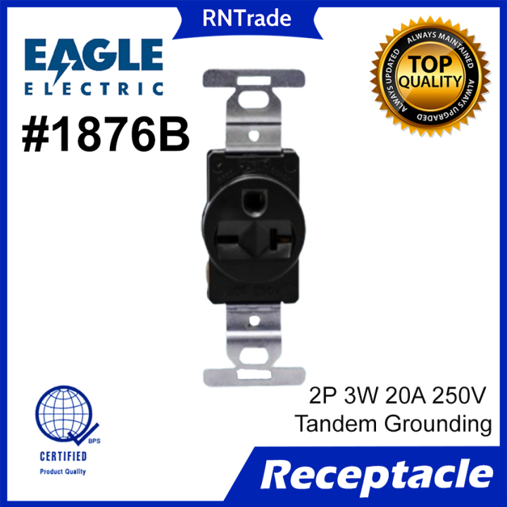 EAGLE ELECTRIC Receptacle 1876B BROWN 20A 250V 3W 2-Pole RECEPTACLE NIB ...