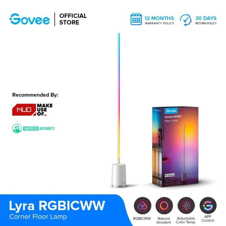 Govee RGBIC Lyra LED Floor Lamp 4ft Color Changing Modern Corner Lamp ...