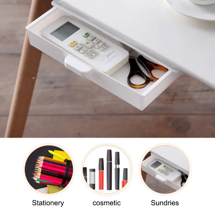Desk Under Table Storage Boxes Hidden Drawer Organizer Desk Drawer ...