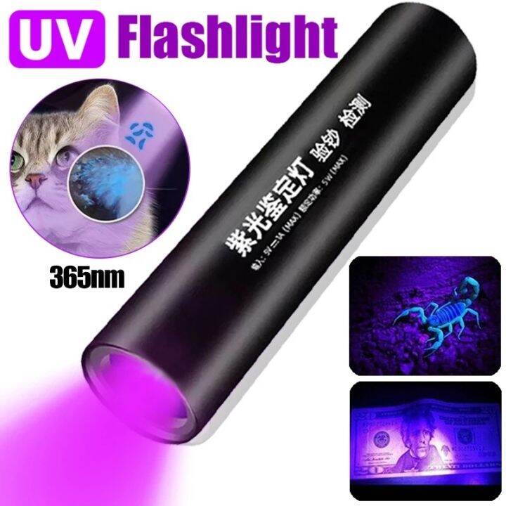 LED UV Flashlight 365nm Zoomable Mini Ultraviolet Torches Portable ...
