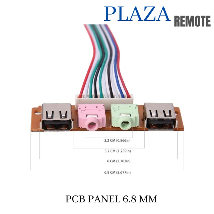 FRONT PANEL PCB KOMPUTER UKURAN 6.8 CM 2 USB AUDIO JACK 3.5 MM EARPHONE ...