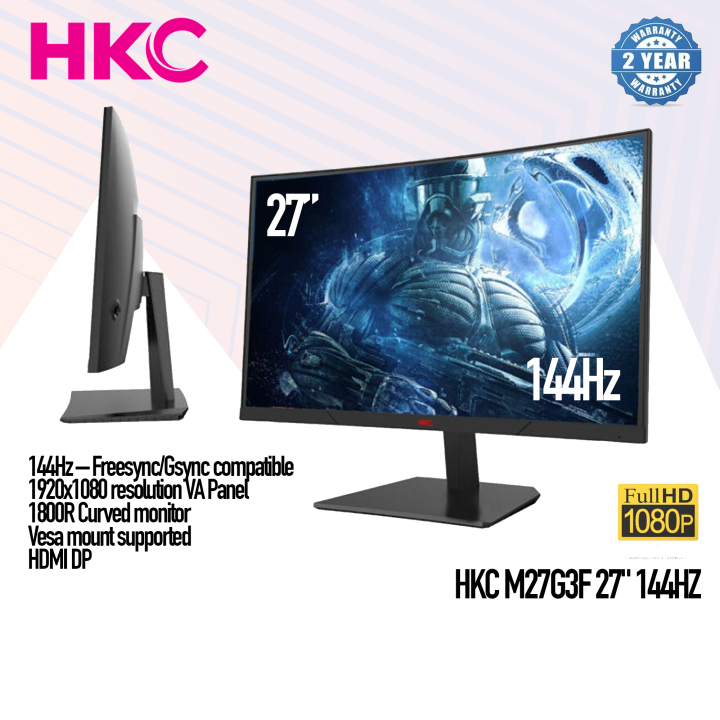HKC M27G3F 27" 165Hz 8ms (1920x1080) Freesync G-Sync Curved Gaming ...