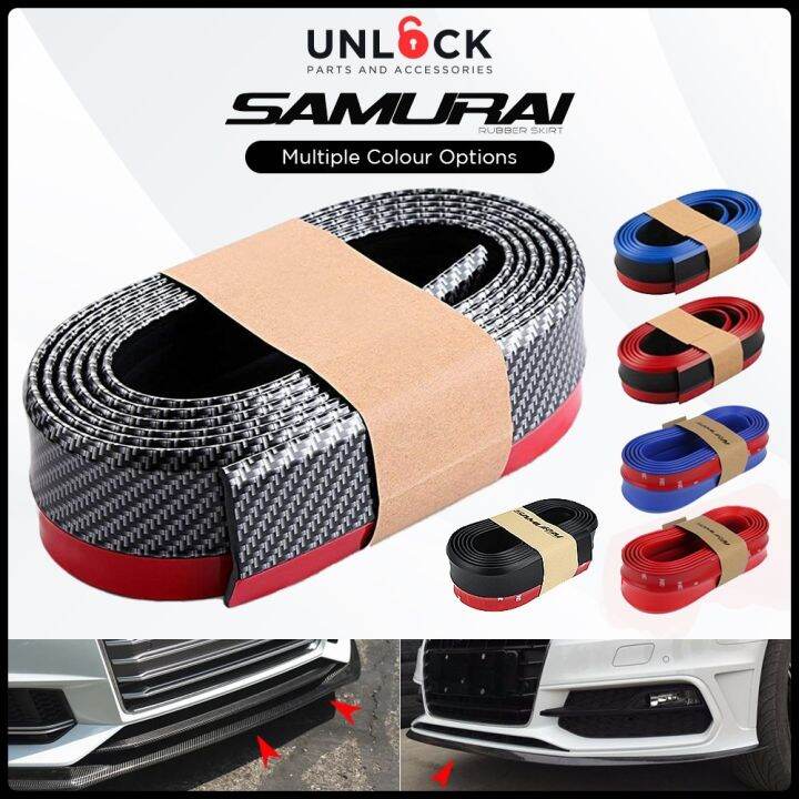 UNLOCK🔓Samurai Lips Universal Rubber Skirt Carbon Black Blue Red 3M Car ...