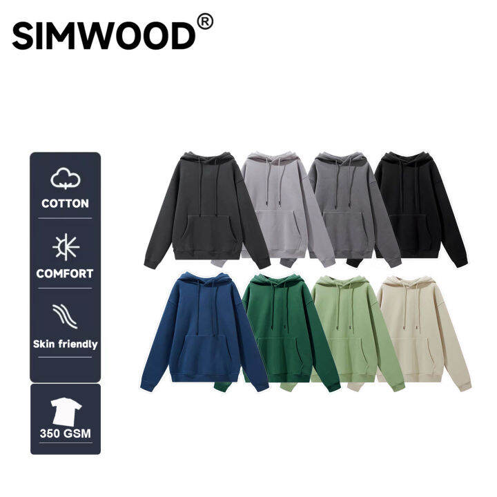 SIMWOOD MENS UNISEX HOODIE JACKET PLAIN FASHION SWEAT SHIRTS LONG ...
