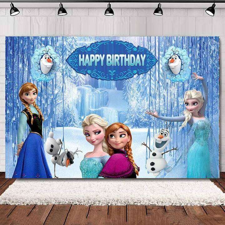 SQ2 Frozen Elsa Anna Birthday theme backdrop banner party decoration ...