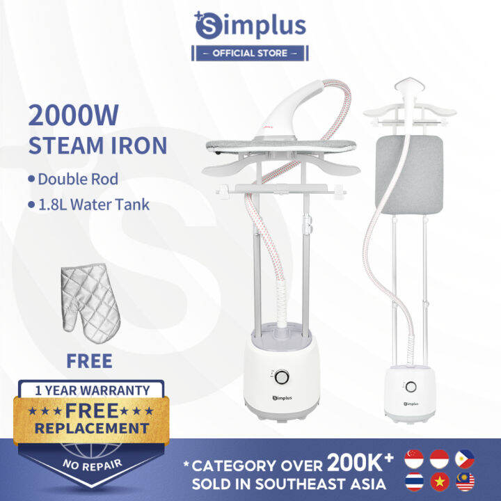 Simplus Garment Steamer Double Rod 2000W Power FlatHanging 2 in 1 Steam ...