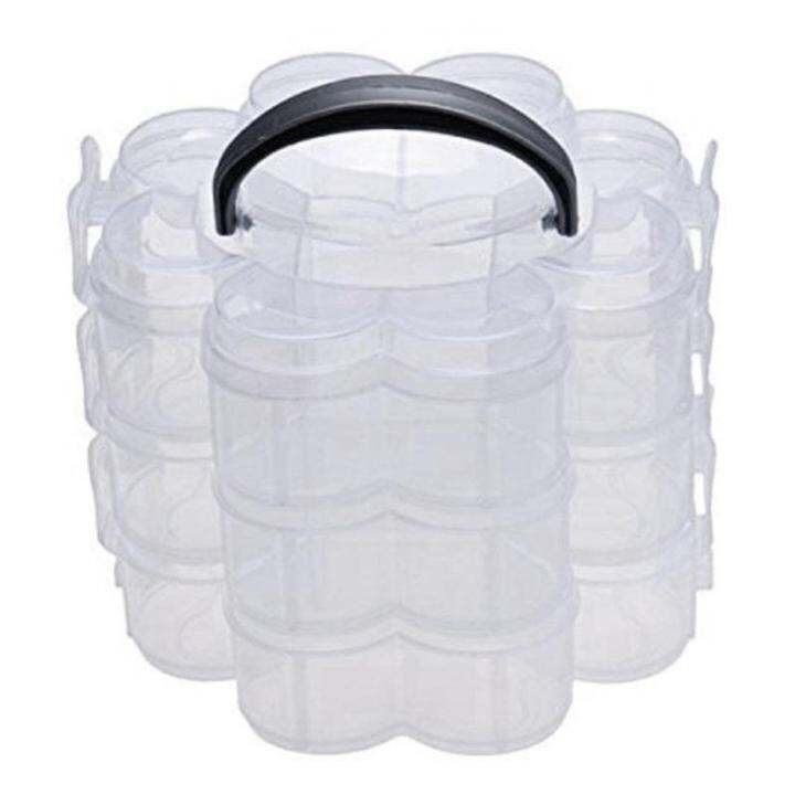 3 Tier Clear Plastic Stackable Organiser Storage Hobby Craft Box