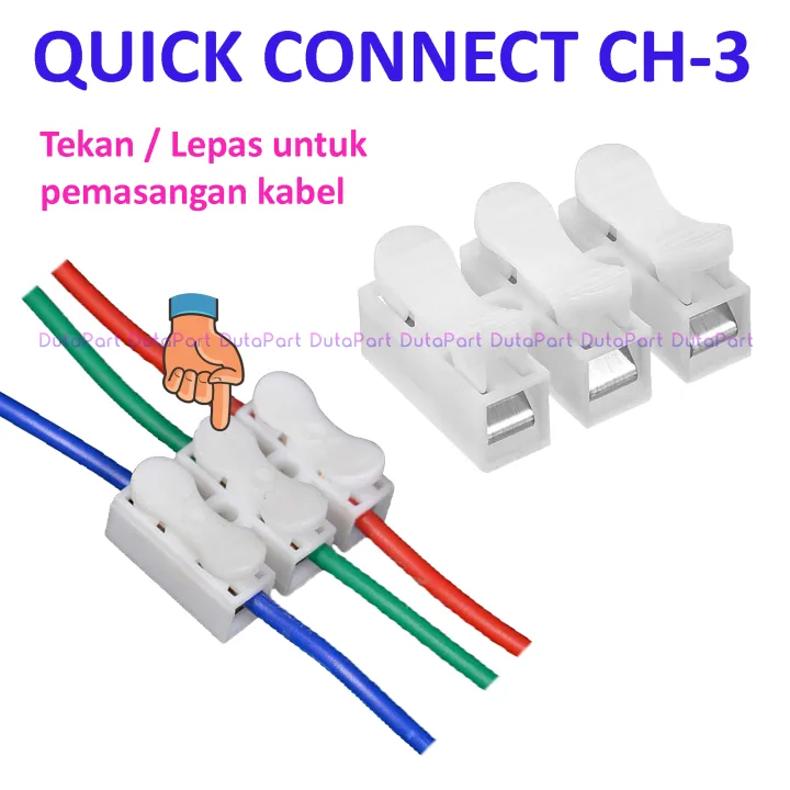 50 PCS Quick Connect 3 Wire Connector Terminal Sambungan Kabel Listrik ...