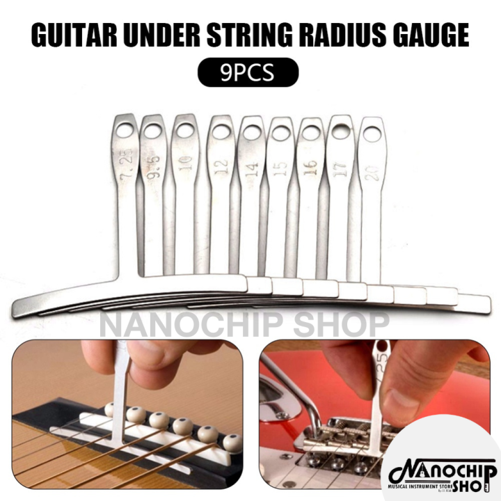 Guitar Understring Radius Gage สําหรับกีต้าร์และเบส ไม้บรรทัดรูปตัว T เกจวัดรัศมีสายกีต้าร์ล่าง ...
