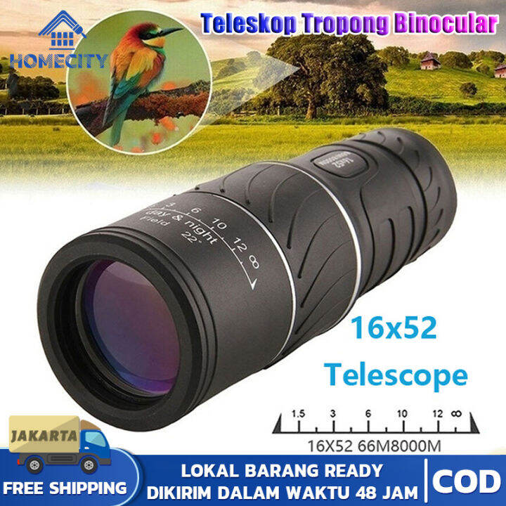 Teleskop Tropong Binocular Jarak Jauh 10000m 50000m Asli Siang Malam ...