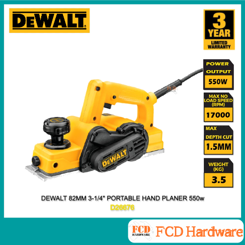 DEWALT D26676 82MM 3-1/4" PORTABLE HAND PLANER 550w | Lazada