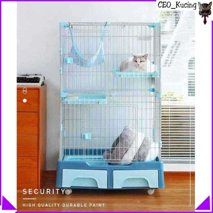 (4 COLOUR) Premium Multi Purpose 2 Level Cat Cage/ Rumah Haiwan Kucing ...