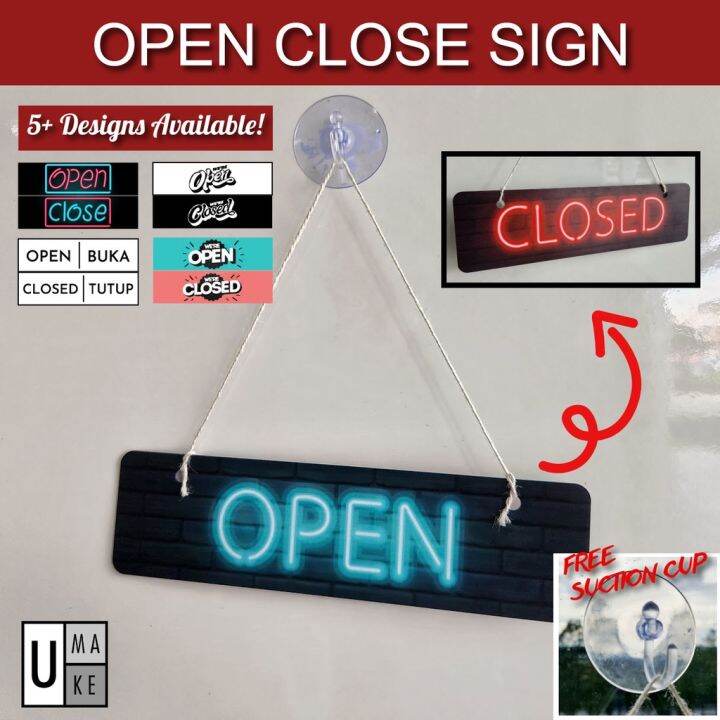 Open Closed Sign Tanda Buka Tutup Printed NEON LIGHT EFFECT MINIMALIST ...