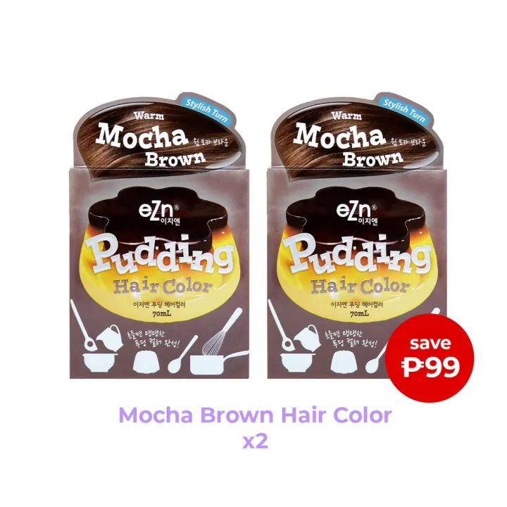 eZn Pudding Hair Color Warm Mocha Brown 2 pcs Bdle Set Hair dye color ...