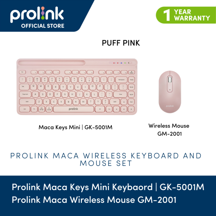 Prolink Maca Wless Multi-Device Keyboard & Mouse, BT Compact for PC ...