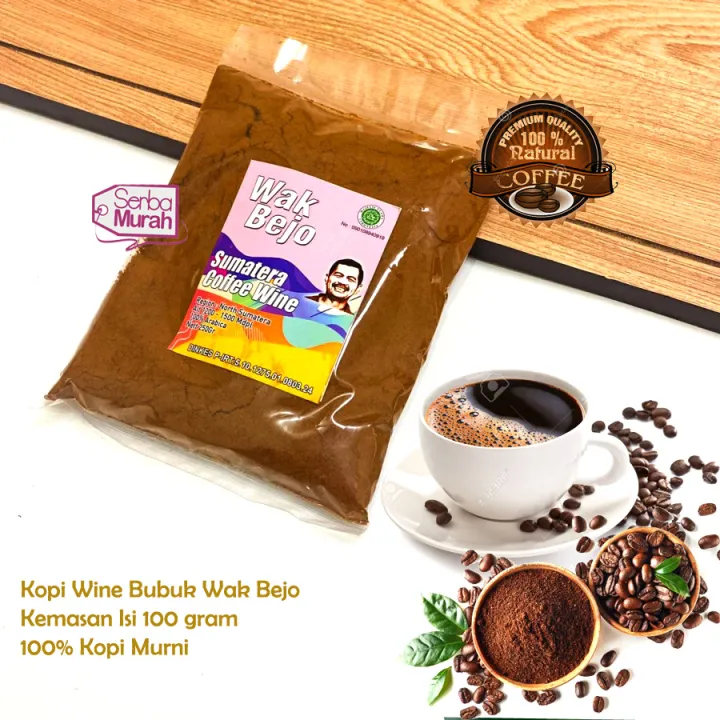 Kopi Wine Wak Bejo / Kopi Bubuk Asli / Sumatera Coffee 100% Wine 100gr ...