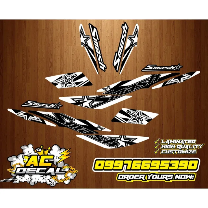 sticker decals motorcycle Smash 115 Decal Custom Black and White ...