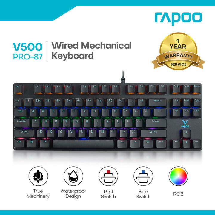 Rapoo V500PRO-87 Backlit Mechanical Gaming keyboard Dust and Water Resistance Mixed LED Backlit ...