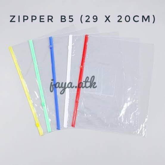 MAP PLASTIK ZIPPER B5 BENING TRANSPARAN POLOS TEMPAT PENSIL PLASTIK ZIP ...