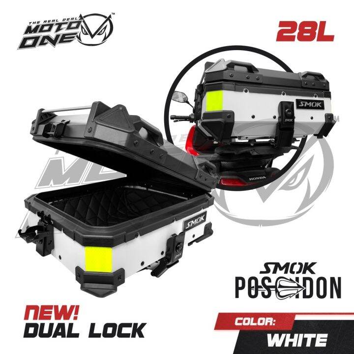 MOTO ONE SMOK POSEIDON ALLOY TOP BOX ALUMINUM 28L DUAL LOCK ALL 2022 ...