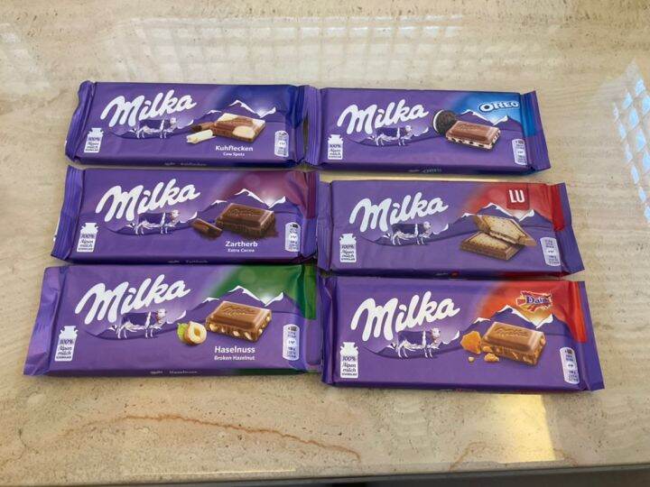 Milka chocolate bar ช็อคโกแลตจากเยอรมัน ขนาด 87-100 g. มี 10 รส ...