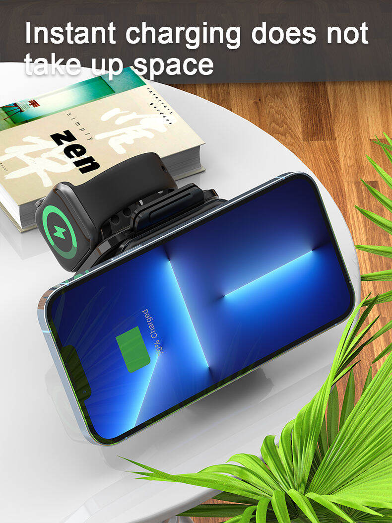 Baseus เครื่องชาร์จแบตเตอรี่ไร้สายแม่เหล็กพับได้ Z12 3-In-1แผ่นชาร์จสำหรับ iPhone 14 / Apple ...