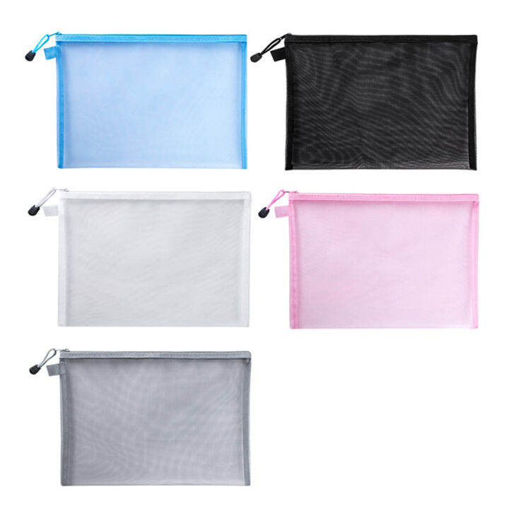 Transparent Zipper Bag Zipper Test Paper Bag Nylon Mesh File Bag A5 ...