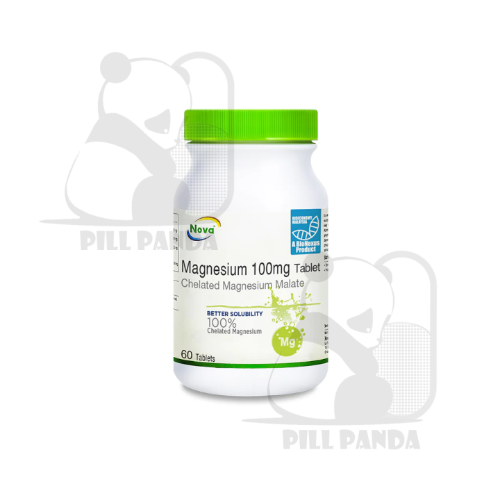 Nova Magnesium 100mg (60's) 100% Chelated Magnesium for Better ...