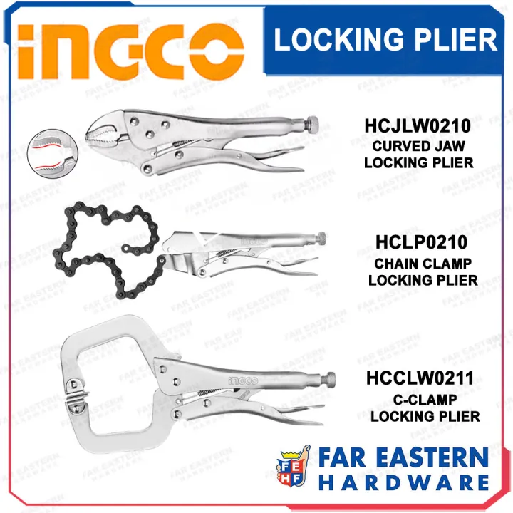 INGCO Locking Pliers Vise Grip Curved Jaw | Chain Clamp | C Clamp ...