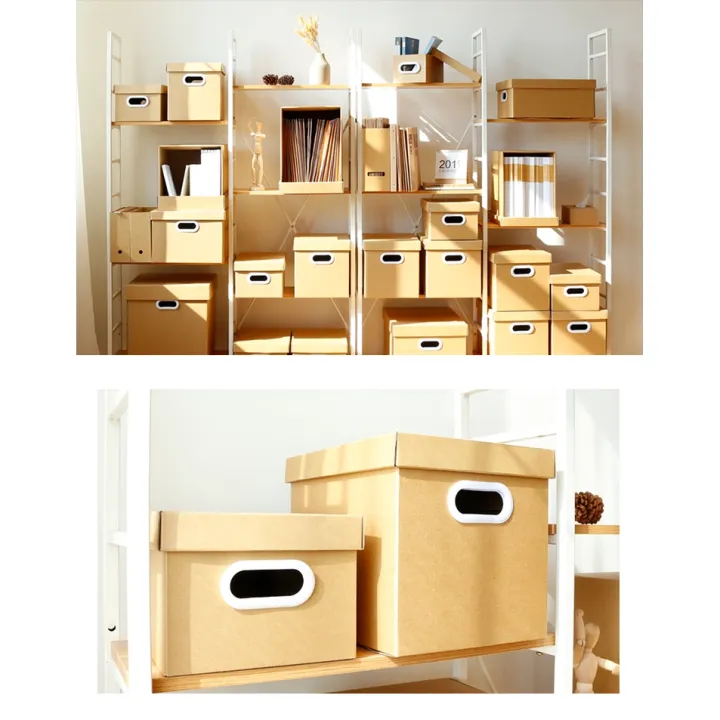 Kraft paper file archive book storage box with lid moving finishing box ...