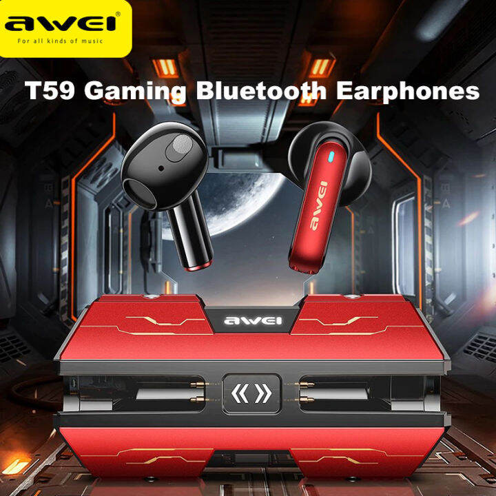 Awei T59 Bluetooth 5.3 Earphones Wireless Headphone Low Latency Gaming Headset Bluetooth Earbuds ...