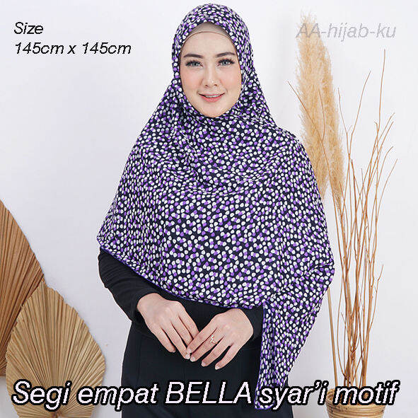 AA STORE / Kerudung segi empat syari motif / jilbab bella motif ...