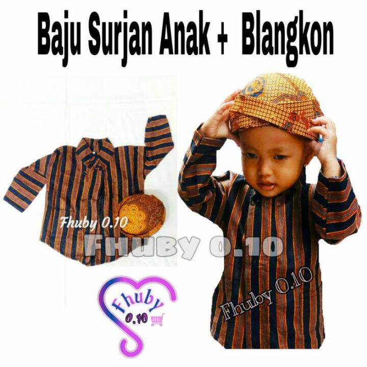 Baju Surjan Anak + Blangkon Batik / Surjan Lurik Anak / Baju Adat Anak ... Baju Surjan Anak + Blangkon Batik / Surjan Lurik Anak / Baju Adat Anak ...