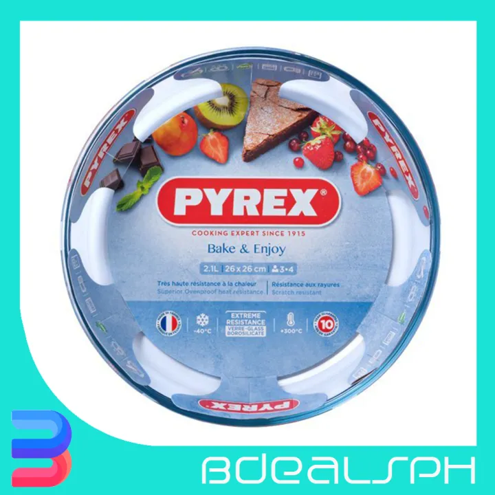 Pyrex BAKE & ENJOY Borosilicate 26cm Round Glass - Made in France ...
