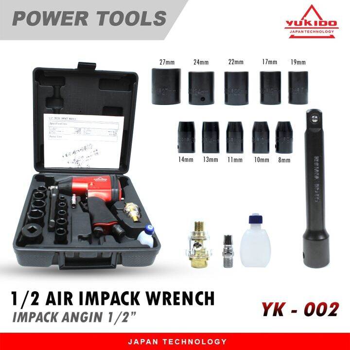 YUKIDO JAPAN AIR IMPACT WRENCH SET ALAT MESIN BUKA BAUT SOK KOMPRESOR ANGIN | Lazada Indonesia