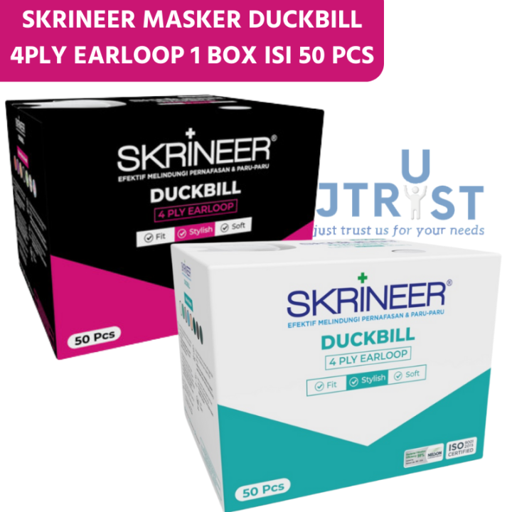 Skrineer Masker Premium Duckbill Masker 4 Ply Earloop 1 Box Isi 50 Pcs ...