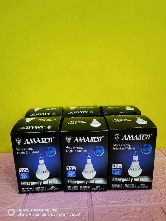 AMASCO Emergency LED Bulb Rechargeable Light for Power Outage YJQP 12W ...
