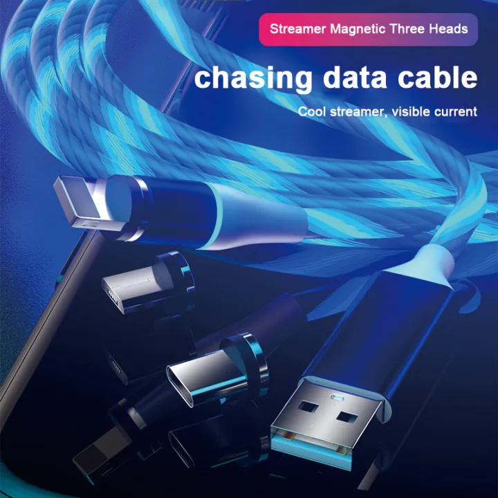 Fast Charging Cable lightning / Type-C Magnetic USB Data Cable with Led ...