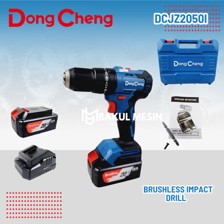 Cordless DONGCHENG DCJZ2050i Impact Drill 20V mesin bor tembok baterai ...