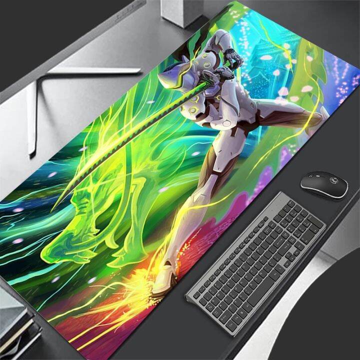 Overwatch Dragon Blade Genji Anime Mousepad 900x400 Natural Rubber Anti Slip Desk Mat Computer