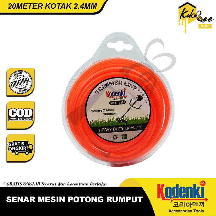 Senar potong rumput kotak 20meter nylon mesin rumput gendong Kodenki ...