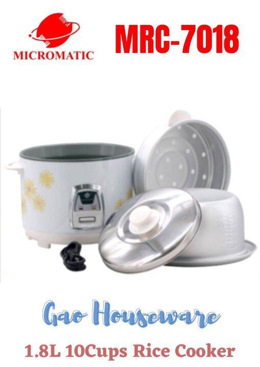 MRC-7018 Micromatic 1.8L 10 Cups Rice Cooker With Steamer | Lazada PH